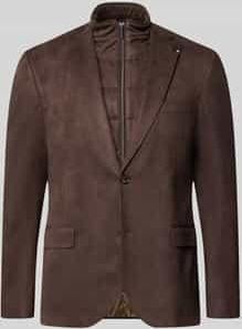 Bugatti Regular Fit Sakko aus elastischem Material-Mix mit Label-Detail