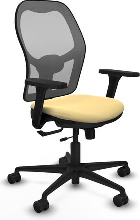 Piqueras y Crespo Jorquera verstellbarer Lendenstuhl mit 3D-Armlehnen, ausgestattet mit Syncro/Traslack und injiziertem Schaum. Mit Rollen von 65 mm Nylon, Grau/Cremefa