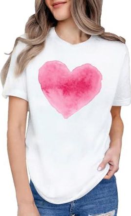 Generic Chemise de Saint-Valentin &agrave; manches courtes pour femme Motif l&eacute;opard, blanc, XXL