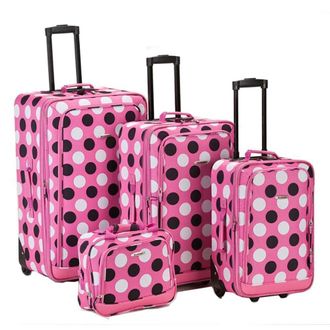 Rockland Escape Softside Gepäck-Set, 4-teilig, Pinke Punkte, 4-Piece Set (14/19/24/28), Escape Softside Gepäck-Set, 4-teilig