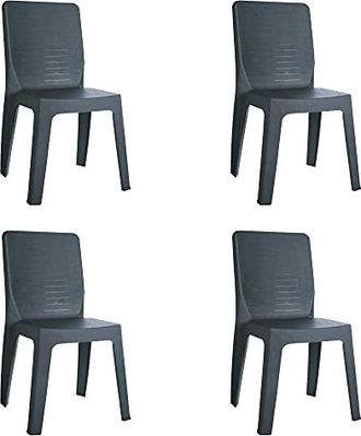 Resol grupo Iris Kunststoff Gartenstuhl Outdoor Terrasse 4er Set dunkelgrau