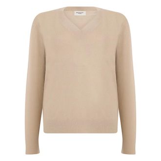Max Mara Femme, Pulls, Beige, Taille: 38 FR Pull en laine, soie et cachemire &agrave; col en V