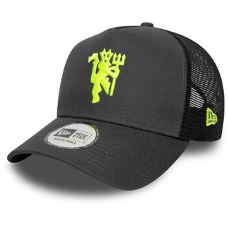 New Era Baseballkappe f&uuml;r Erwachsene, Motiv: Manchester United Football Club, Trucker, Dunkelgrau