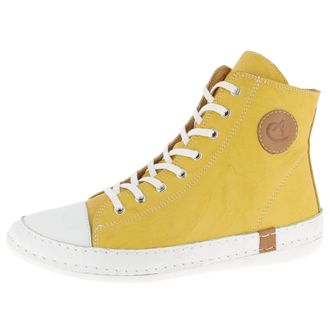 Andrea Conti Damen Stiefelette High Top Sneaker Boot Coole Applikationen 0025902, Gr&ouml;&szlig;e:38 EU, Farbe:Gelb