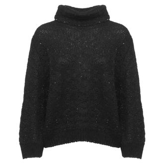 PANICALE Panicale - Pull &agrave; col roul&eacute; en alpaga rehauss&eacute; de paillettes - Femme - Pulls - Noir - Taille: 38 FR