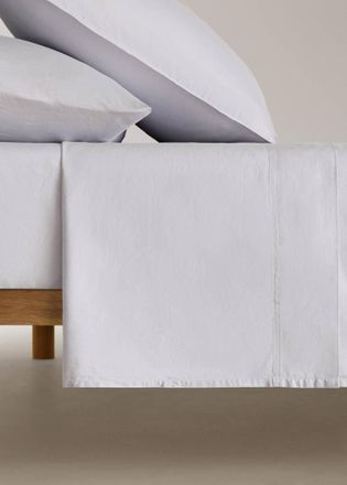 Mango Drap plat en satin &agrave; double surpiq&ucirc;re Lit 135/140 cm violet clair/pastel - Home - Lit 135/140 cm - MANGO HOME