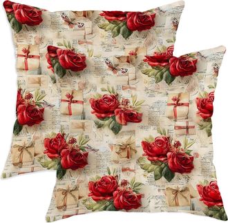 Generic Rosen, Vintage, Romantische Schmetterlinge, Geschenkboxen, Keine Roten Zierkissenbez&uuml;ge Modern Dekokissen Mit Rei&szlig;verschluss Sofakissenbezug F&uuml;r Balko