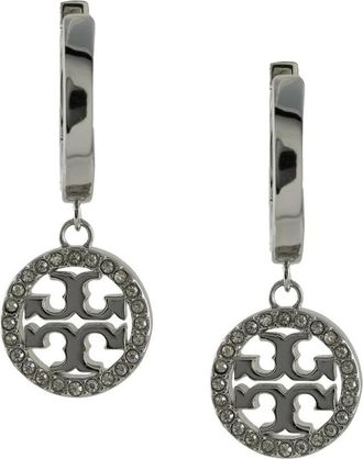 Tory Burch Pave Huggie Hoop Ohrring Zubeh&ouml;r - - Accessories - Damen - Grau - ONE SIZE