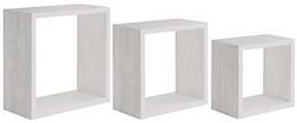Homemania HOMSAN_083 Incubo Wandregal, Schlafzimmer, Büro-MDF, Eiche Gebleicht, 35 x 35 x 15,5/30 x 30 x 15,5/25 x 25 x 15,5 cm
