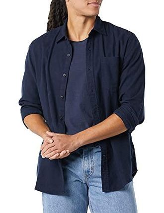 Amazon Essentials Chemise en flanelle &agrave; manches longues Homme, Bleu Marine, L