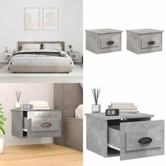 vidaXL Tables de chevet murales 2 pcs gris béton 41,5x36x28 cm - Table De Chevet Murale - Meuble De Chevet Mural - Table De Chevet Flottante - Étagère