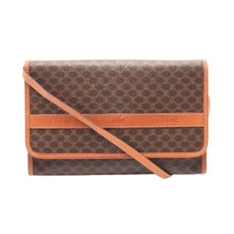 Celine Pre-owned Sac bandouli&egrave;re en toile enduite Macadam et cuir - Femme - Pre-owned - Brun - Taille: ONE Size