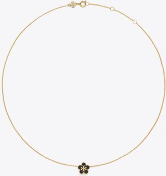 Tory Burch Damen Forget Me Not Halskette mit Blumenanh&auml;nger aus Emaille