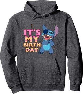 Disney Lilo & Stitch Its My Birthday Happy Retro Text Stack Pullover Hoodie
