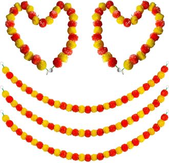 Generic Tsffae 5 Stück Ringelblumen-Girlande, Künstliche Ringelblumen, Dekorationen Zum Tag Der, Ringelblumen-Girlande, Ringelblumen-Blumen Für Diwali-, Hallo