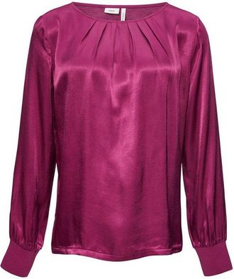 s.Oliver Langarmbluse T-Shirt Satiniertes Blusenshirt im Fabricmix mit Raff-Details