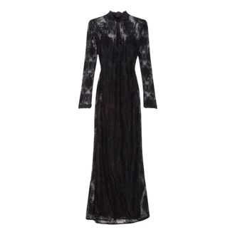 Aniye By Robe longue en dentelle avec jupon amovible et fente lat&eacute;rale profonde - Femme - Robes - Noir - Taille: 38 FR