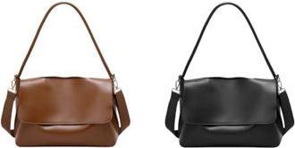 Generic Sac à bandoulière pour femme en polyuréthane avec sangle réglable pour le quotidien et les événements, marron et kaki, 280*200*110mm