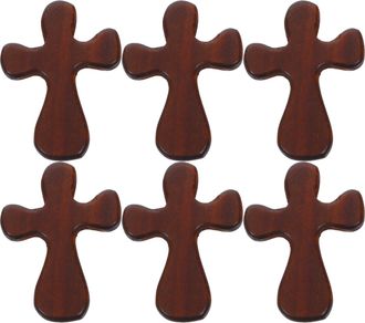 Cabilock 6-teiliges Holzkreuz als Tafelaufsatz: Rustikales Hochzeitskreuz - Dekorative religiöse Kunst - Kleines Holzkruzifix für Kirchenaltäre, Heimdekoration