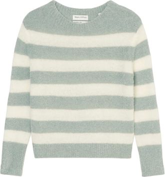 Marc O'Polo Regular Gestreifter Boucl&eacute;-Pullover - - Knitwear - Damen - Gr&uuml;n - XS