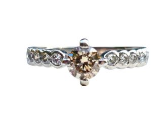 Bespoke Vintage Champagne Diamond Solitaire Ring