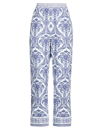 Farm Rio BLUE TROPICAL CAMEO OFF-WHITE PAJAMA PANTS