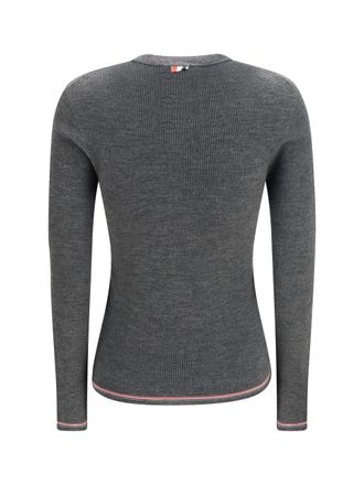 Thom Browne Ribbed Merino Wool Cardigan - Grey