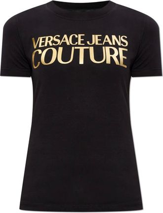 Versace Jeans Couture Femme, Tops, Noir, Taille: 42 FR T-shirt &agrave; logo imprim&eacute;