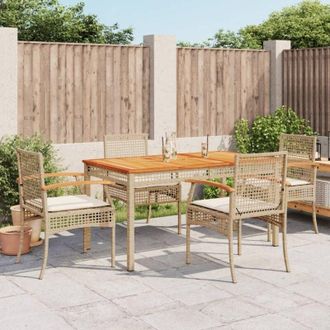 vidaXL Vidaxl - Ensemble &agrave; manger de jardin avec coussins 5pcs Beige poly rotin