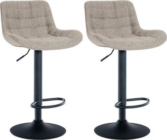 Clp 2er Set Barhocker Tover I H&ouml;henverstellbare Tresenhocker I 360&deg; Drehst&uuml;hle Mit R&uuml;ckenlehne F&uuml;r Tresen Und Theke, Farbe:Taupe, Material:Stoff