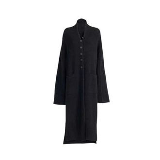 Isabel Benenato Isabel Benenato, Femme, Pulls, Noir, Taille: 36 FR Yak Coat with Double Vents