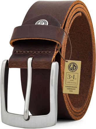 Lindenmann Leder-G&uuml;rtel Herren 40 mm breit, G&uuml;rtel Herren Vollrindleder dunkelbraun, Gr&ouml;&szlig;e/Size:Bundweite 125 cm Gesamtl&auml;nge 140 cm W 49.2 XXXL, Farbe/Color:brau