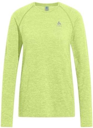 Odlo Femmes Essential Seamless Crew Neck Longsleeve Vêtements De Course Haut Manches Longues Shadow Lime Melange - Jaune Lemon S