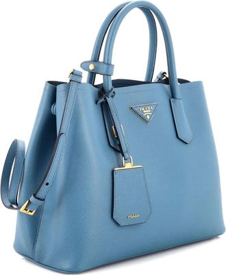 Prada Cuir Double Saffiano Leather Medium tote bag - Bleu