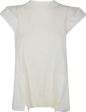 sacai Pull Col Rond - Blanc