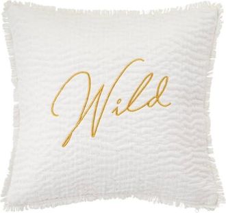 Atmosphera Atmosphera - Coussin brod&eacute; Wild Blanc 45x45cm