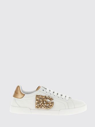 Dolce & Gabbana Baskets Portofino en cuir de veau lisse avec monogramme DG en strass
