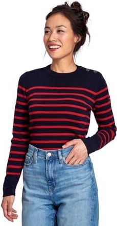 Armor Lux Pull Marin rayé Briac - Laine mérinos Rich Navy/Braise XL