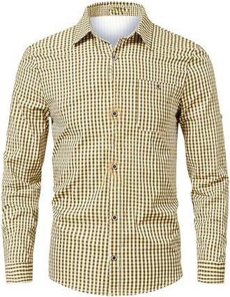Generic Chemise boutonn&eacute;e pour homme, grande et haute, &agrave; manches longues, col &agrave; revers, chemises ray&eacute;es, l&eacute;g&egrave;rement ajust&eacute;e, chemise d&eacute;contract&eacute;e tendance, ha
