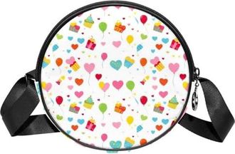 Generic Sac &agrave; bandouli&egrave;re rond pour femme, petit sac &agrave; bandouli&egrave;re d&eacute;t&eacute; avec fermeture &eacute;clair, bretelles r&eacute;glables, sac &agrave; main rond d&eacute;contract&eacute; pour femmes et