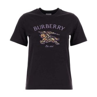 Burberry Knight Check Baumwoll-T-Shirt - - Tops - Damen - Schwarzk - S