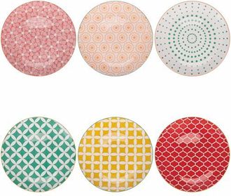 Villa D'Este Home Tivoli Set mit 6 Desserttellern aus Porzellan, doppeltes Dekor, Confusion in Colors