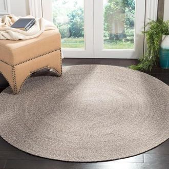 Safavieh Traditionell Teppich für Wohnzimmer, Esszimmer, Schlafzimmer - Braided Collection, Kurzer Flor, Elfenbein und Beige, 120 X 120 cm