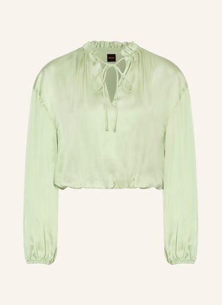 HUGO BOSS Blusenshirt Brise Aus Satin Und Mit R&uuml;schen gruen