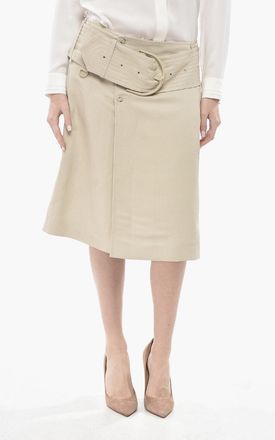 Burberry Viscose-Blend Midi Skirt With Maxi Belt Burberry