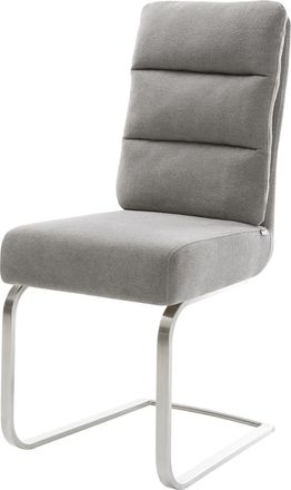 DELIFE Schwingstuhl Pela-Flex Freischwinger flach Edelstahl Strukturstoff Soft Grau Taschenfederkern