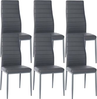 Clp Lot de 6 chaises de salle à manger Mayfair Gris Similicuir