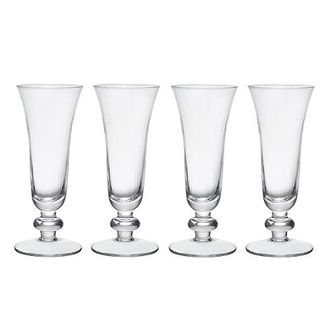 Mikasa Salerno Kristall Champagnergläser, 170ml, 4er Set bleifrei, klare feine Glasflöten mit kurzem Stiel und breitem Rand - spülmaschinenfest