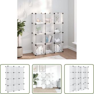 vidaXL Rangement de meubles - Organiseur de rangement en cube avec 12 cubes et portes en PP transparent