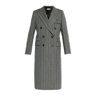 Ferragamo Wollmantel mit Fischgr&auml;tenmuster - - Coats - Damen - Grau - XS
